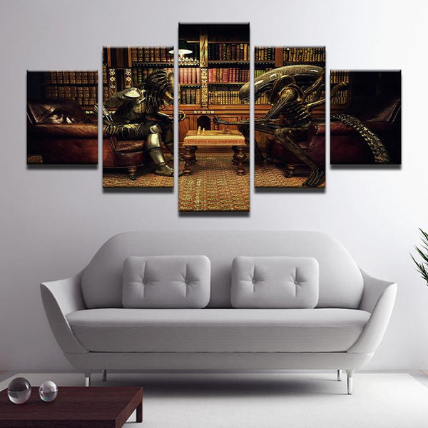 Alien vs. Predator Playing Chess Wall Art Canvas Printing Decor ...