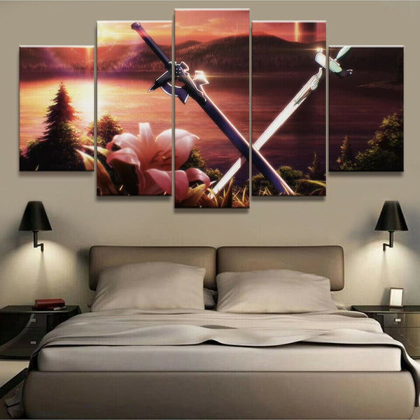Sword Art Online SAO Asuna Yuuki Kirito Wall Art Canvas Printing Decor ...
